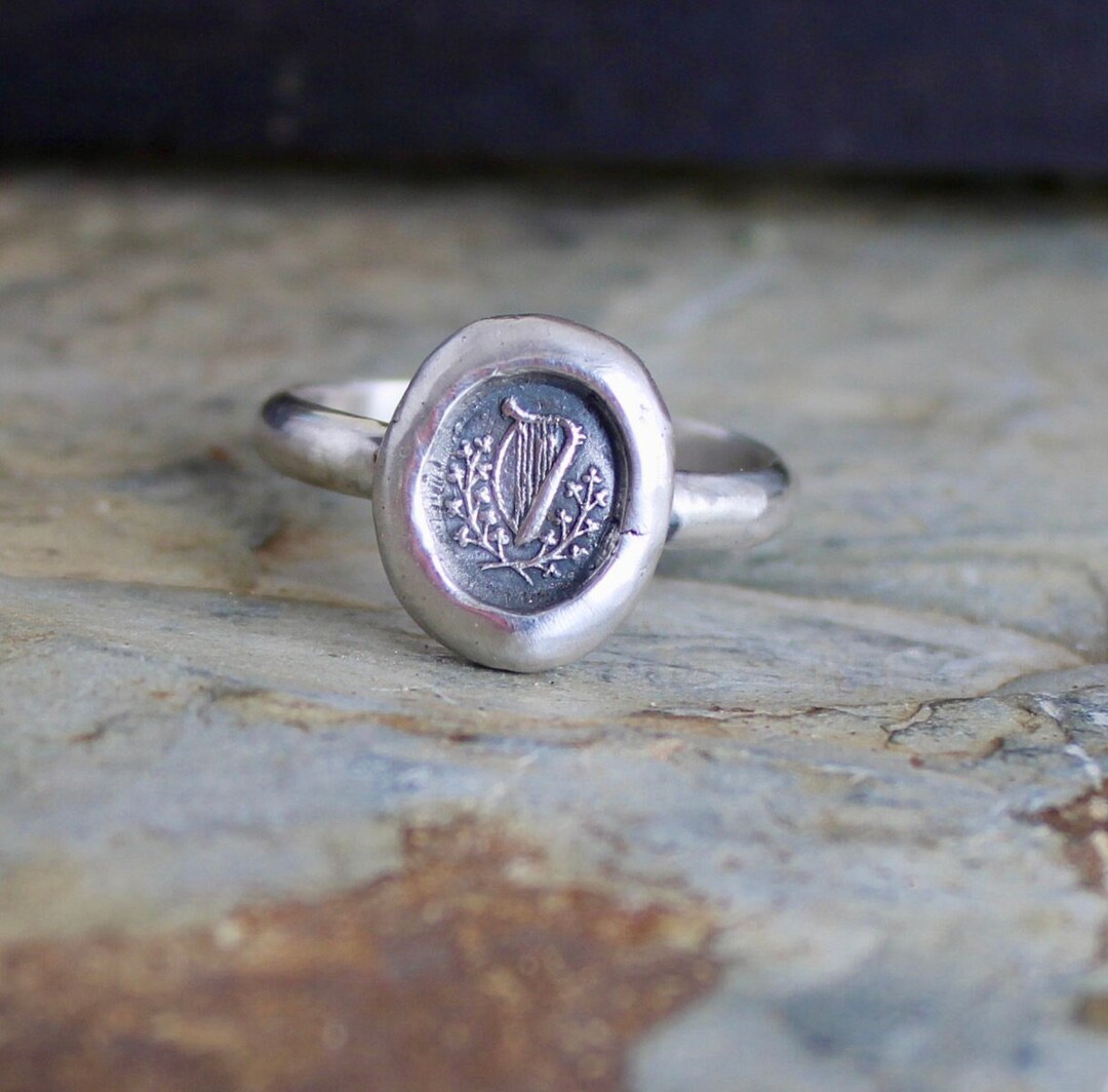 Harp and Shamrock Ring. Sterling Silver 'irish' Ring. You Choose Your ...