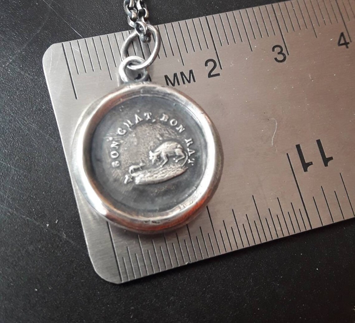 A Bon Chat, Bon Rat..... Antique Wax Seal Pendant. Good Cat, Good Rat ...