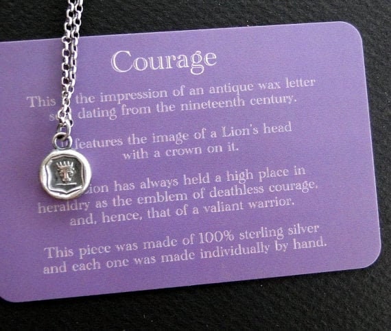 Courage Pendant Lion With Crown Antique Wax Seal Pendant - Etsy