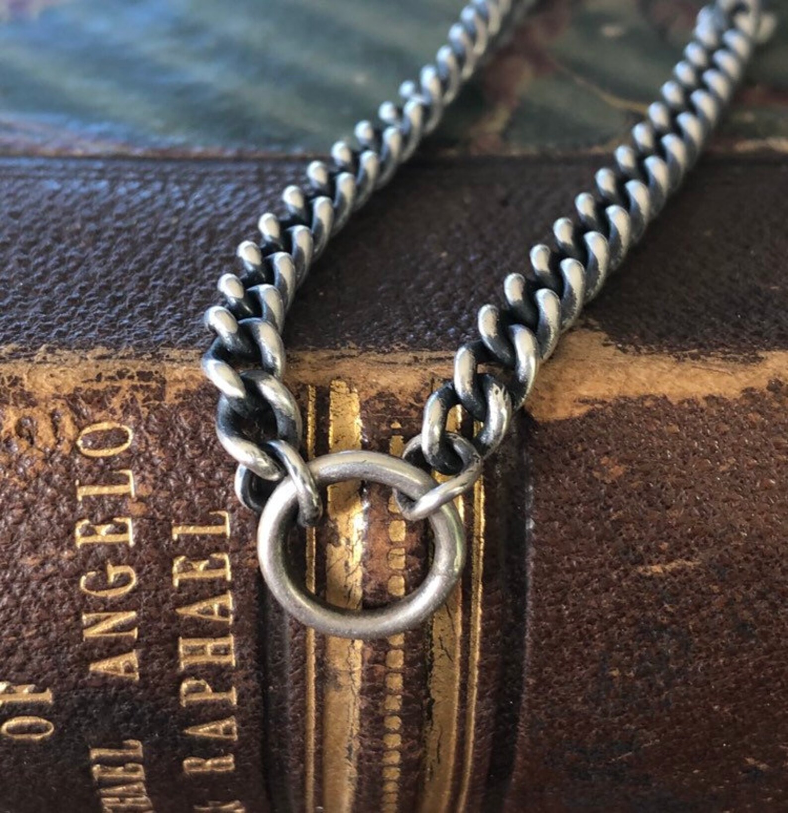 Sterling Silver Curb Chain. Large Loop to Hang Your Amulet | Etsy