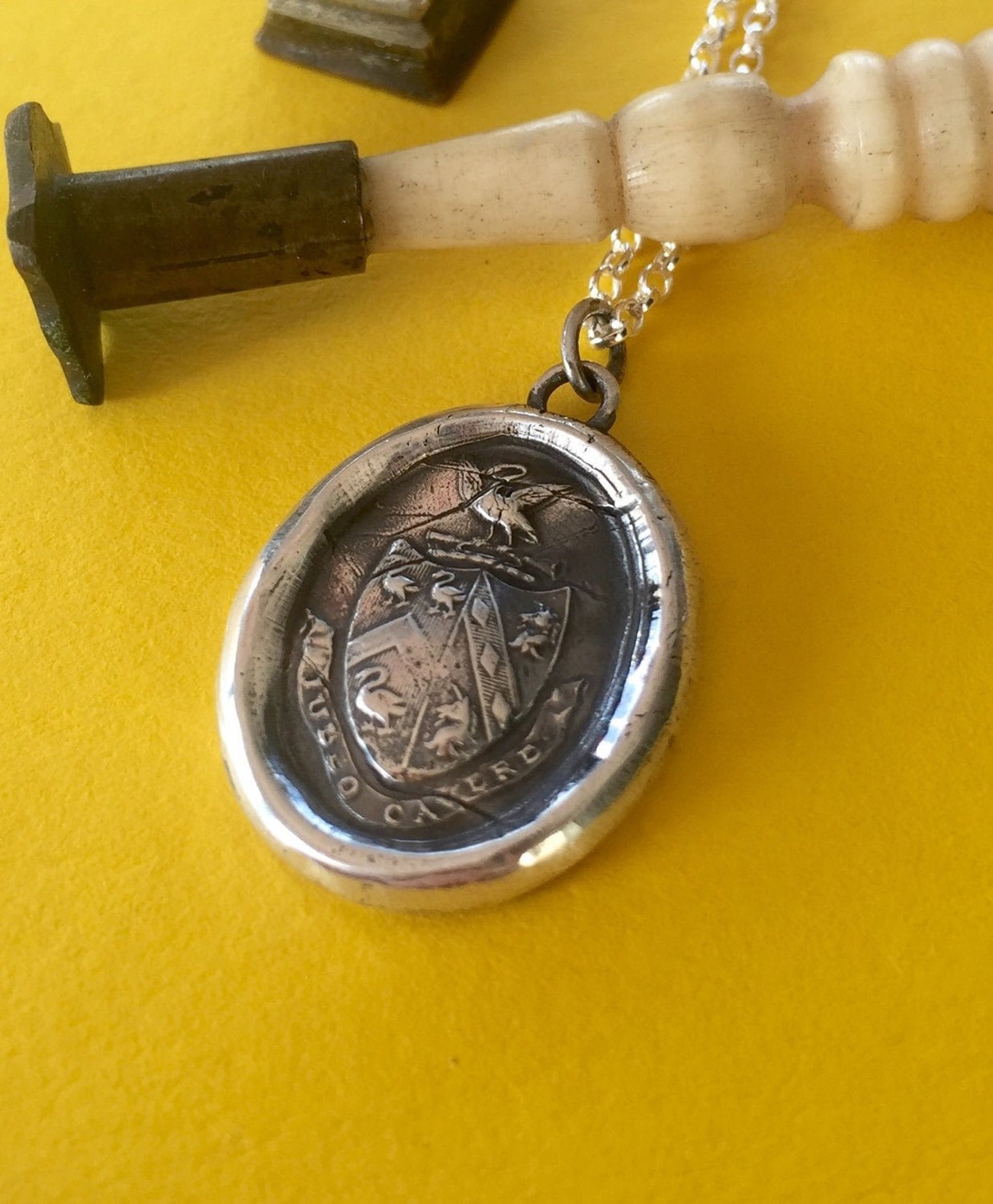 Sterling Antique Wax Letter Seal. Wonderful Heraldry Seal With Swans ...