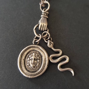 Medusa, Snake and Hand Necklace. Female Warrior....sterling Silver With ...