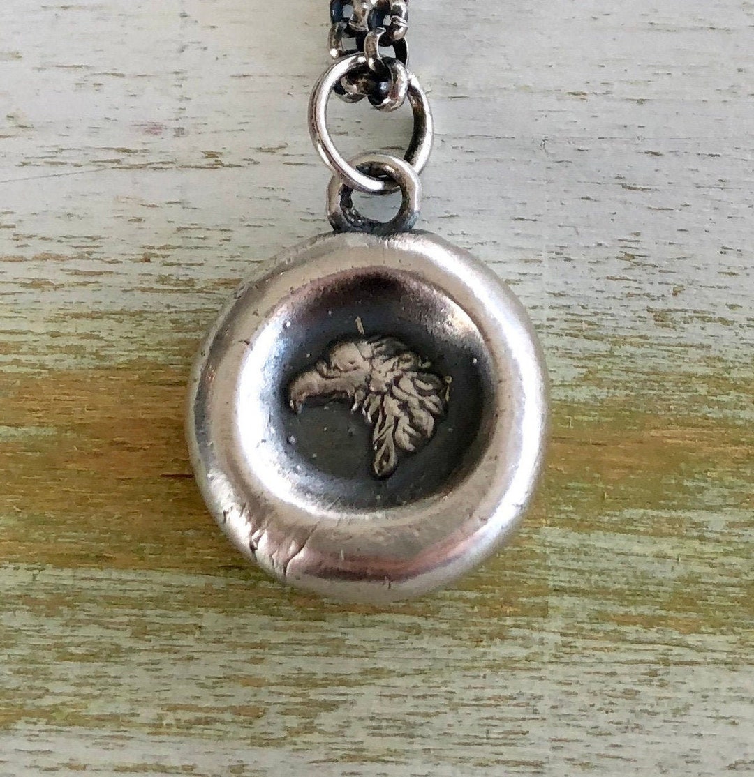 Eagle Wax Seal Pendant. Antique Wax Seal Necklace. Sterling Letter Seal ...