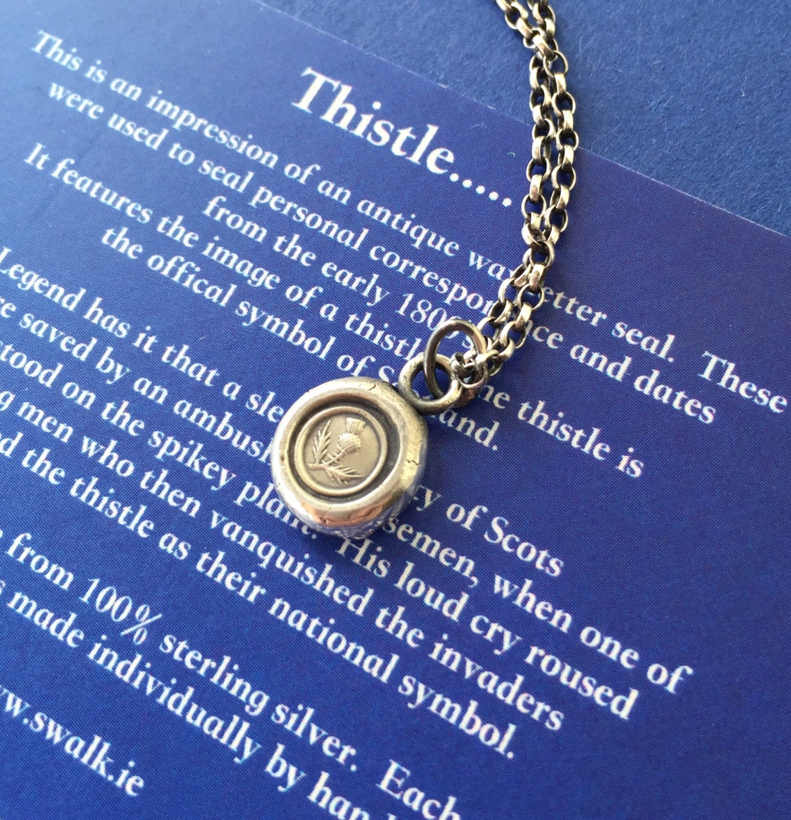 Sterling Silver Thistle Wax Seal Amulet. Scottish Emblem - Etsy