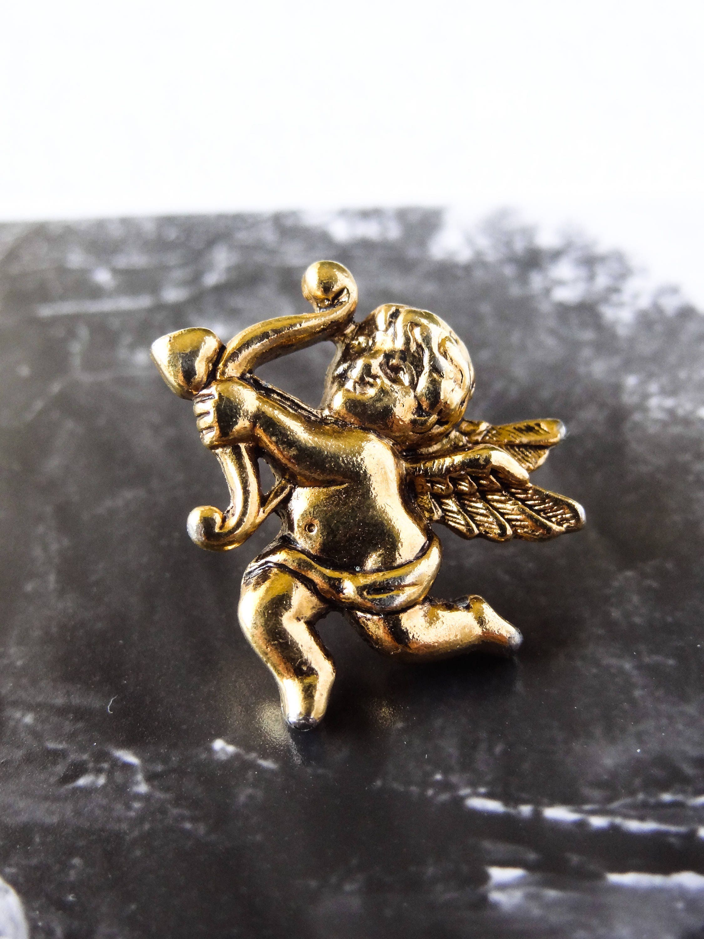 Valantine's Day Cupid Pin Gift Goldtone Romantic Cute Little Brooch, in ...