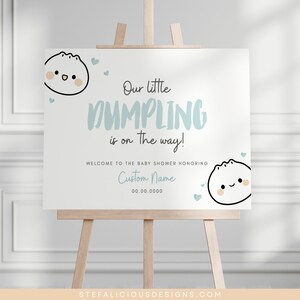Cute Dumpling Welcome Sign, Little Dumpling Baby Shower Event Sign, Dim ...