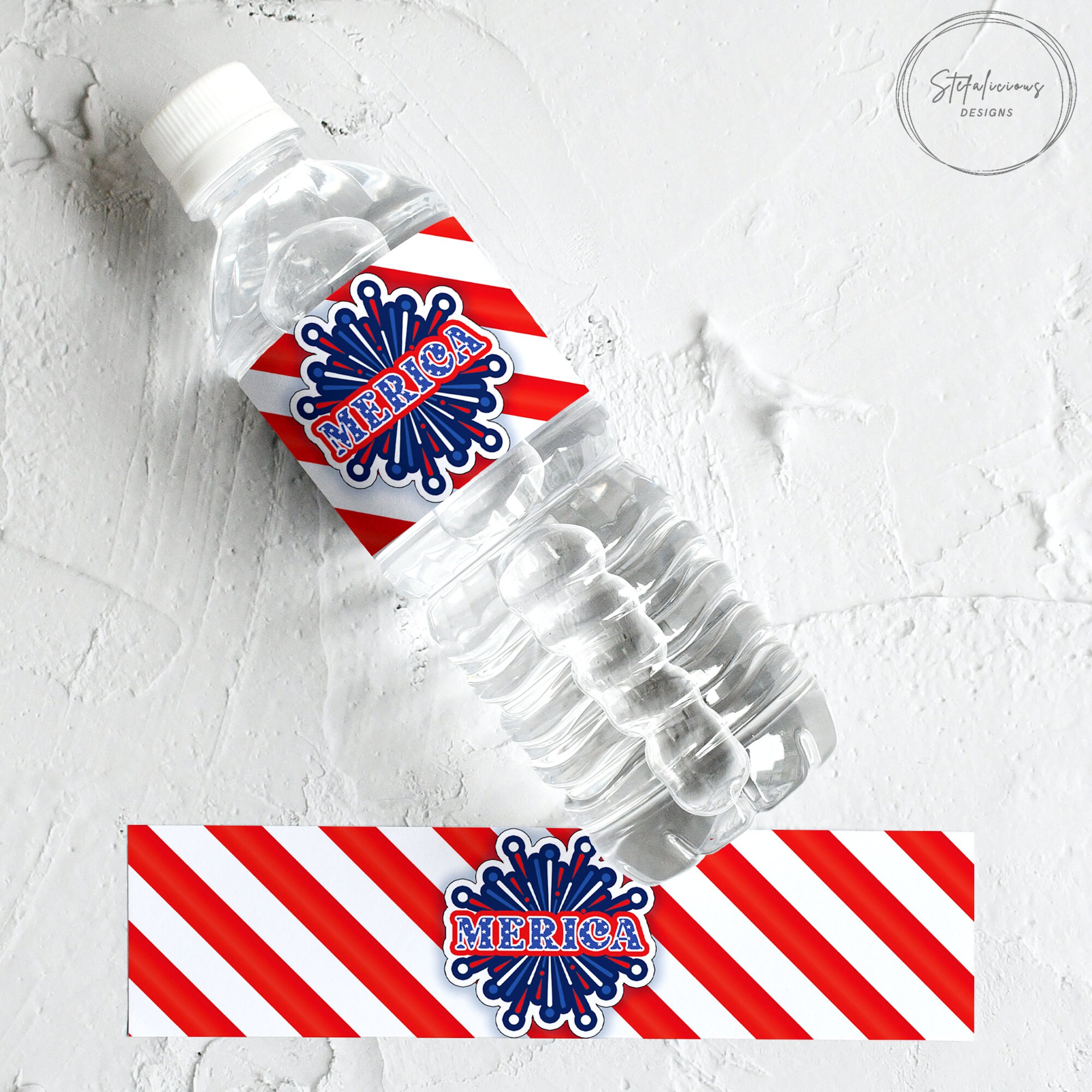 American Flag Water Bottle Labels Patriotic 4th of July - Etsy