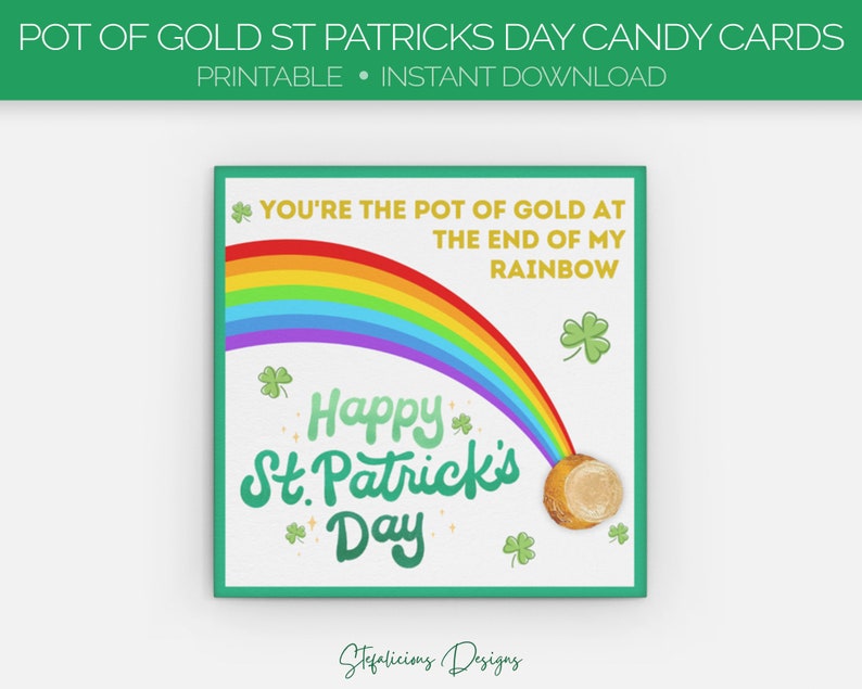 St Patricks Day Cards Printable Candy Cards Party Favors - Etsy