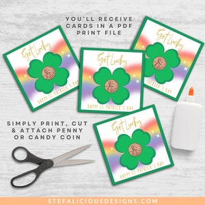 Printable St Patricks Day Cards, Lucky Penny Party Favors, Leprechaun ...