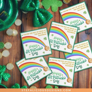 St Patricks Day Cards, Printable Candy Cards, Party Favors, Pot of Gold ...