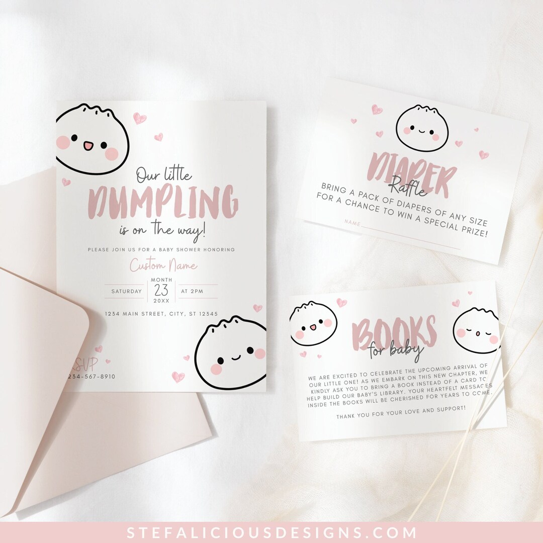 Little Dumpling Baby Shower Invitation Set, Dumpling Baby Shower ...