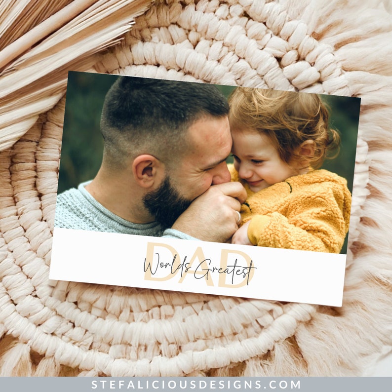 Card for Dad, Printable Custom Photo Greeting Card Template ...