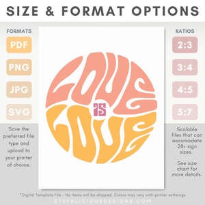 Subtle Pride Wall Art, Retro Love is Love Pride Month Decor, LGBTQ ...