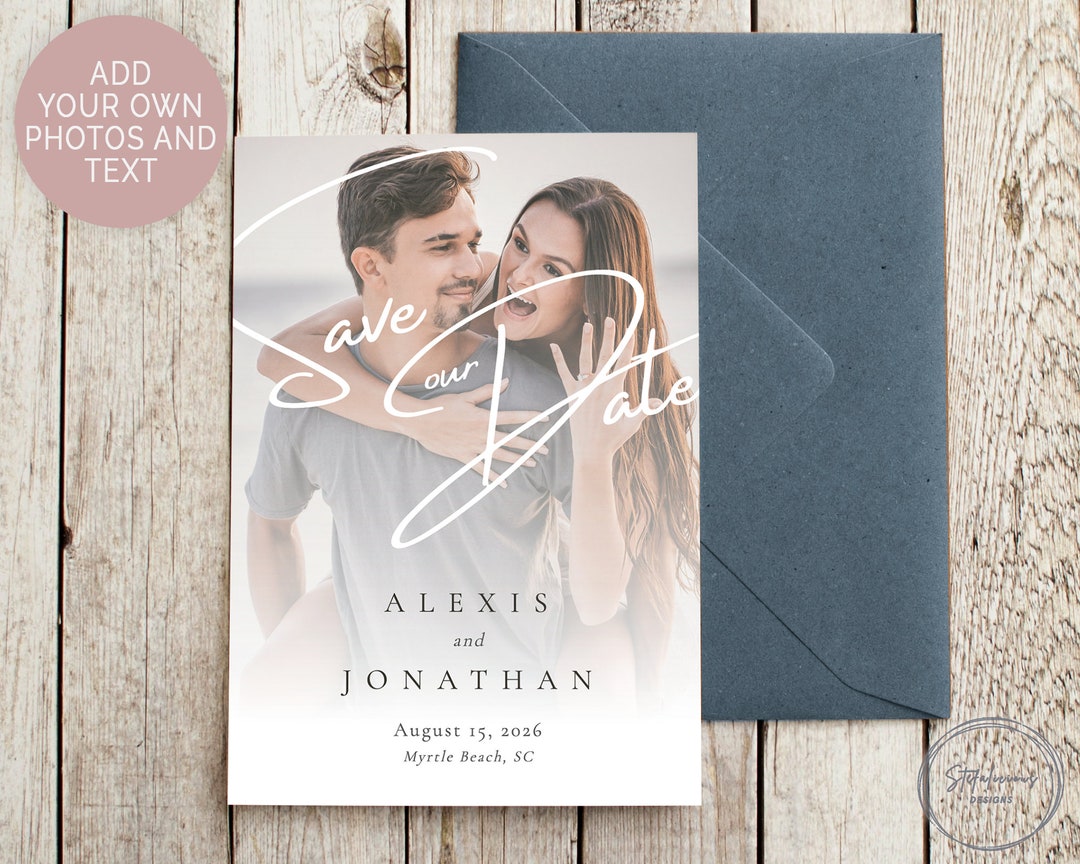 Editable Save the Date Template Custom Photo | Save the Date Card With ...