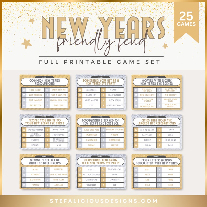 New Years Eve Family Feud Game, Printable New Years Games, NYE Family ...