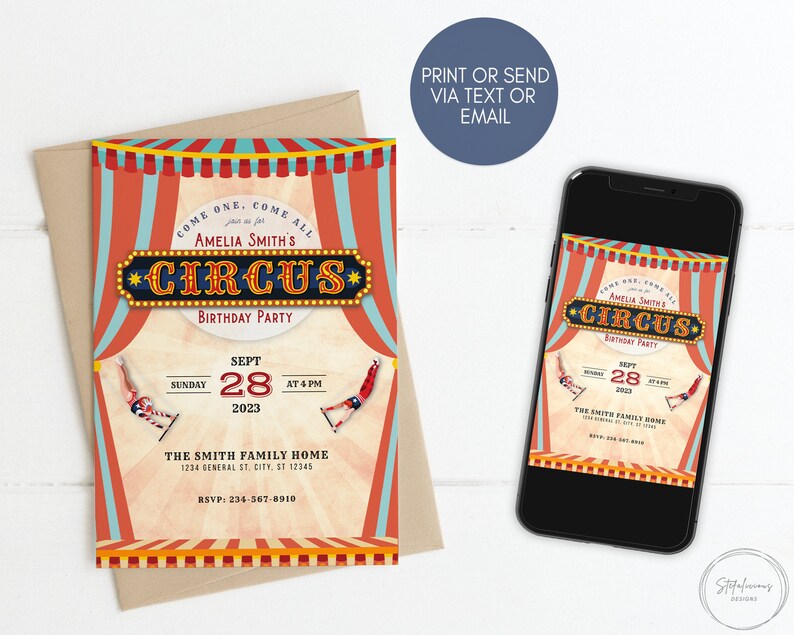 Editable Circus Birthday Invitation Carnival Invitation - Etsy