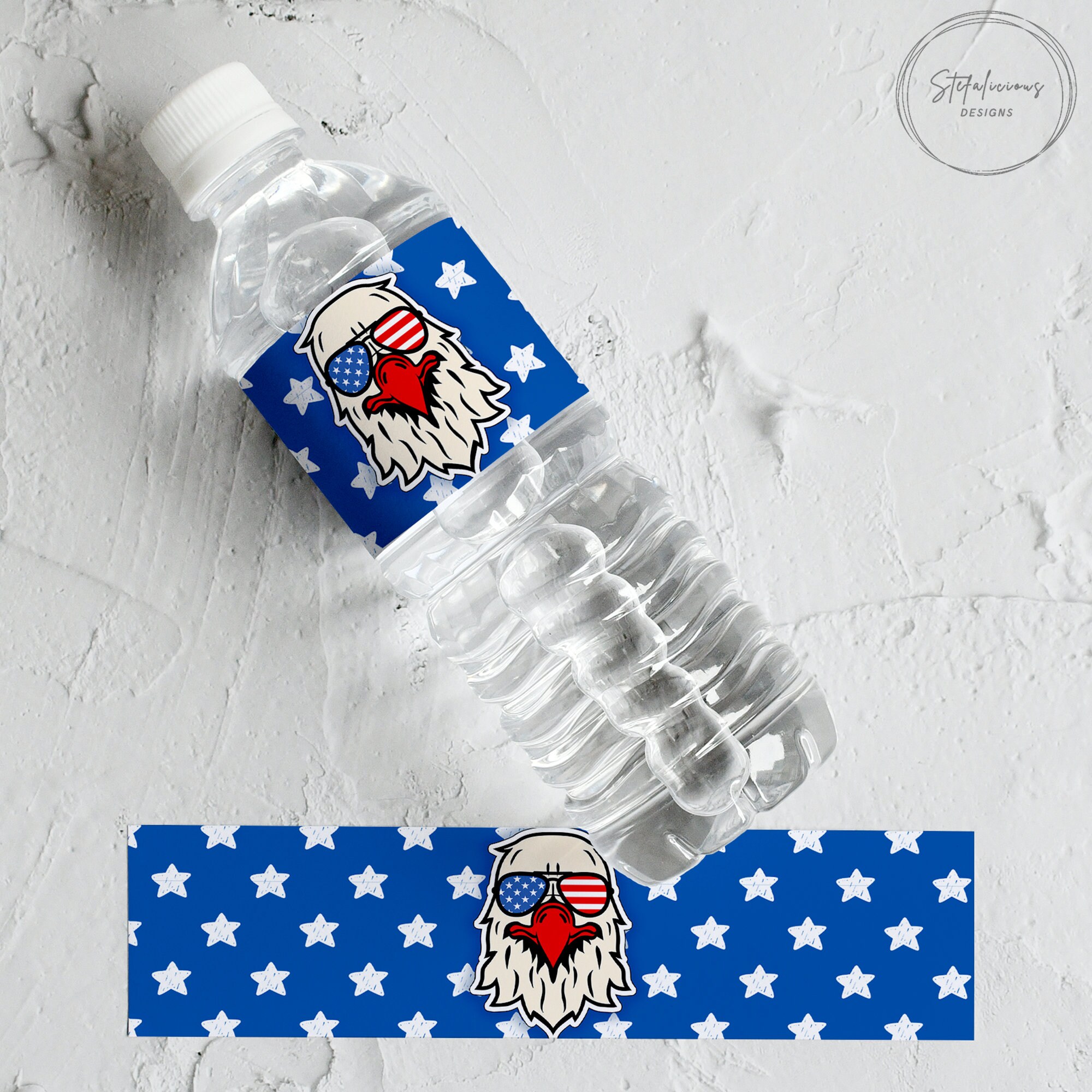American Flag Water Bottle Labels Patriotic 4th of July - Etsy