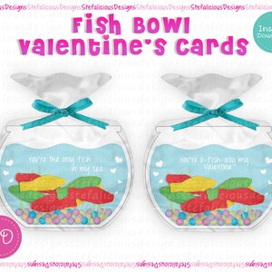 Printable Fish Bowl Valentine's Day Cards, Goldfish Swedish Fish ...
