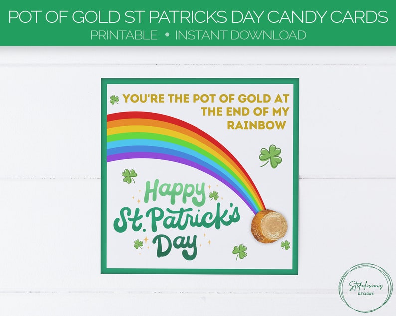 St Patricks Day Cards Printable Candy Cards Party Favors - Etsy