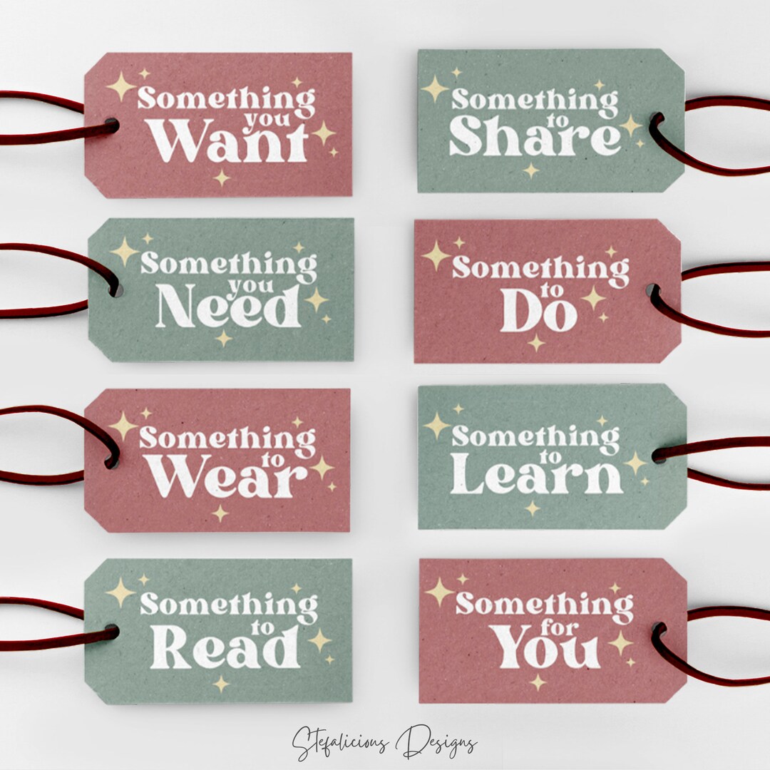 Christmas Gift Tags, Something You Want, Something You Need, Kids Gift ... Christmas Gift Tags, Something You Want, Something You Need, Kids Gift ...