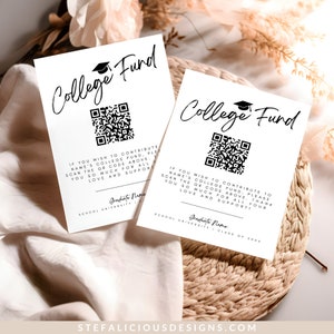 QR Code College Fund Graduation Insert, Printable Graduation College ...