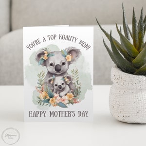 Printable Koala Pun Card, Mother's Day Card, Cute Animal, Watercolor ...