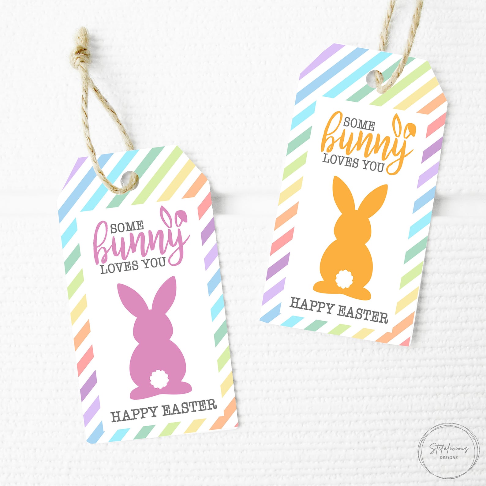 Printable Easter Tags, Some Bunny Loves You, Instant Download, Rainbow ...