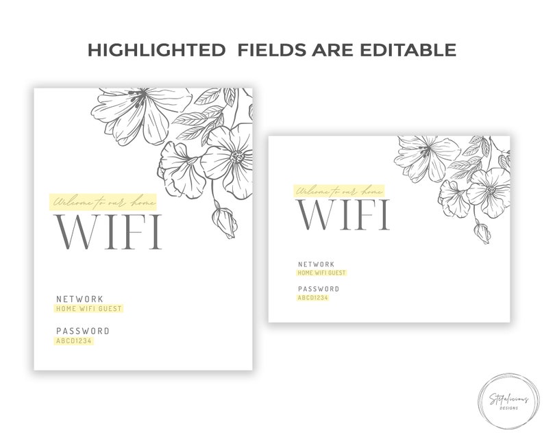 Wifi Password Sign Editable Wifi Sign Template Wifi Password - Etsy