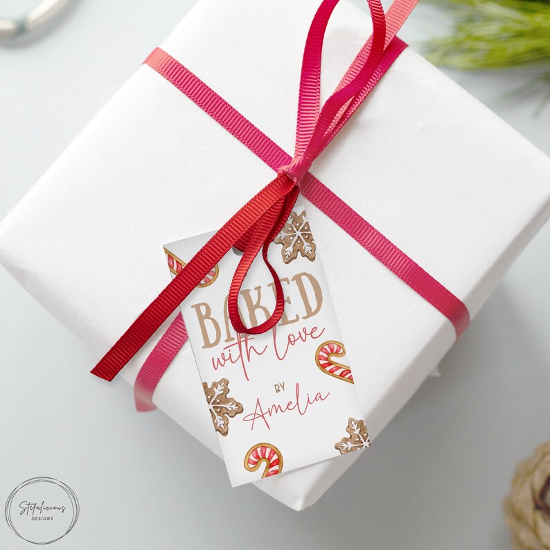 Christmas Gift Tags Editable Template, Christmas Cookie Exchange Baked ...