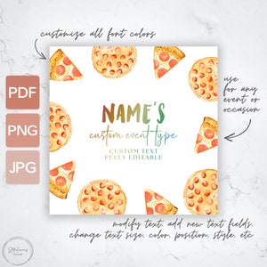 Pizza Box Label, Printable Pizza Theme Template, Pizza Party Favor ...