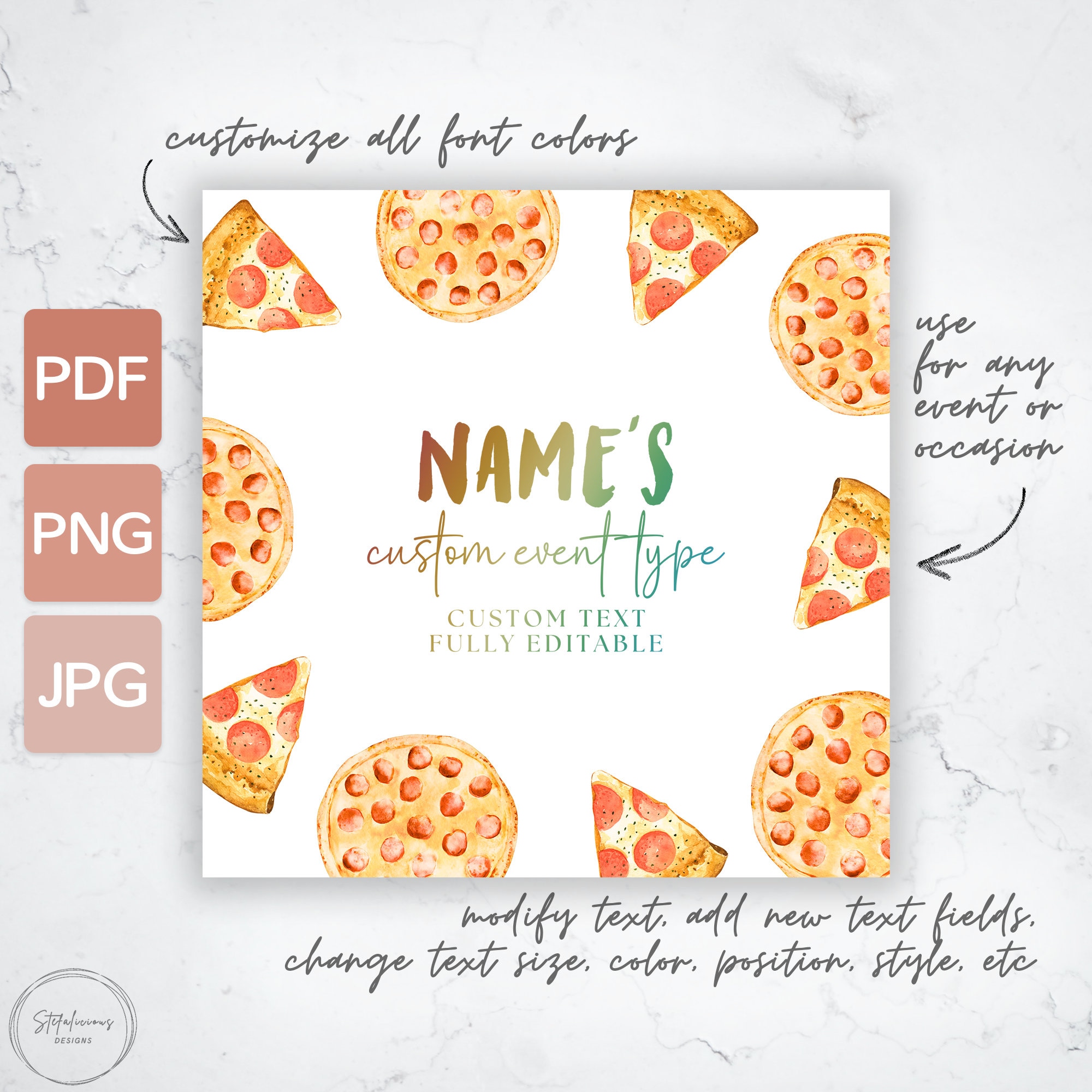 Pizza Box Printable Label Pizza Theme Template Pizza Party - Etsy