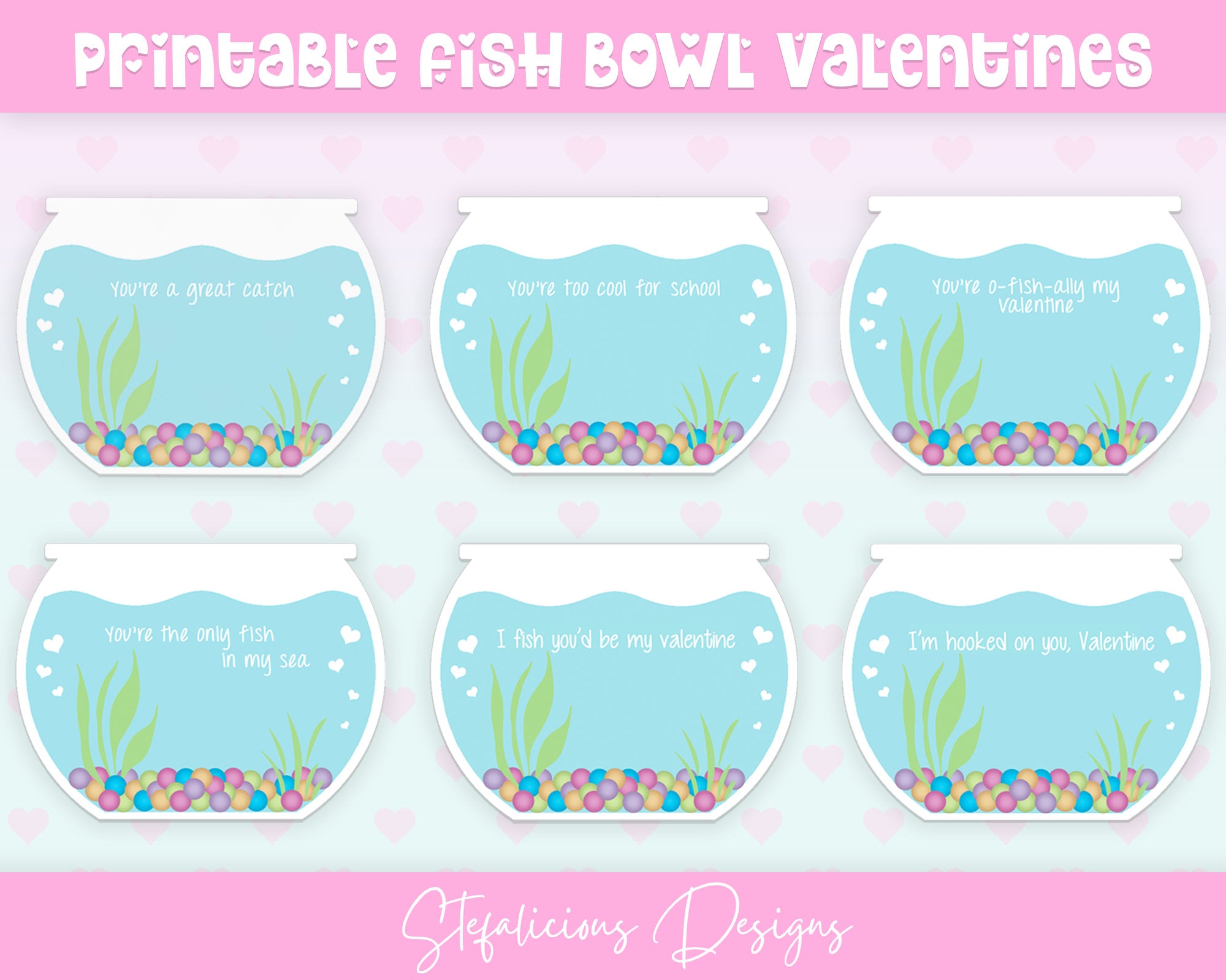 Printable Fish Bowl Valentine's Day Cards, Goldfish Swedish Fish ...