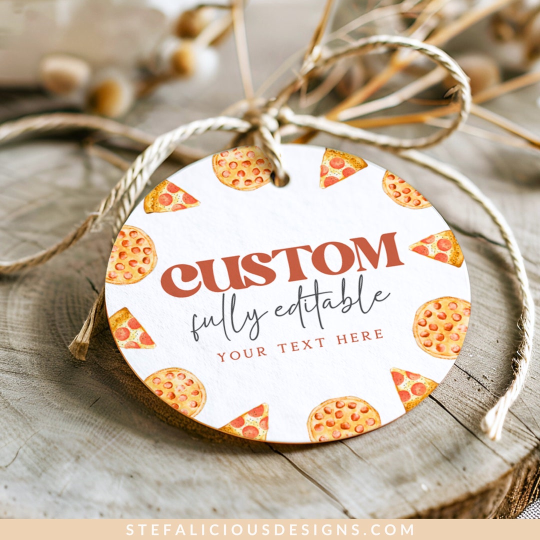 Editable Pizza Sticker Tags, Printable Pizza Favor Tags, Thank You Tags ...