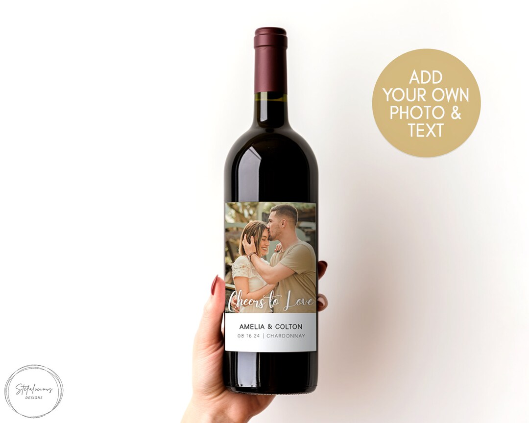 Custom Photo Wine Label Personalized Wine Label Engagement - Etsy