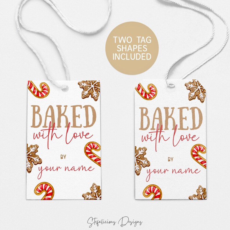 Christmas Gift Tags Editable Template, Christmas Cookie Exchange Baked ...