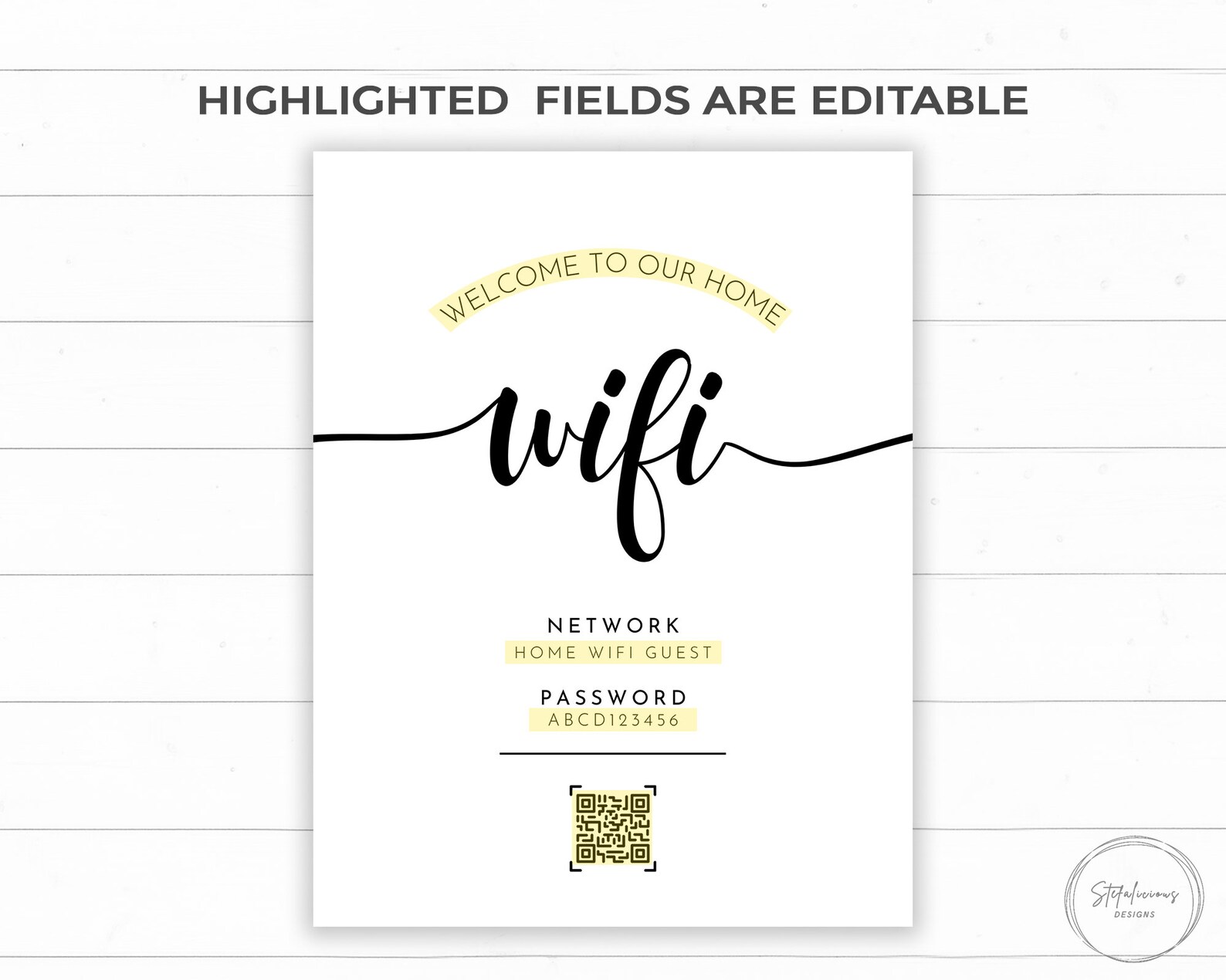 Wifi Password Sign Editable Wifi Sign Template Wifi Password - Etsy