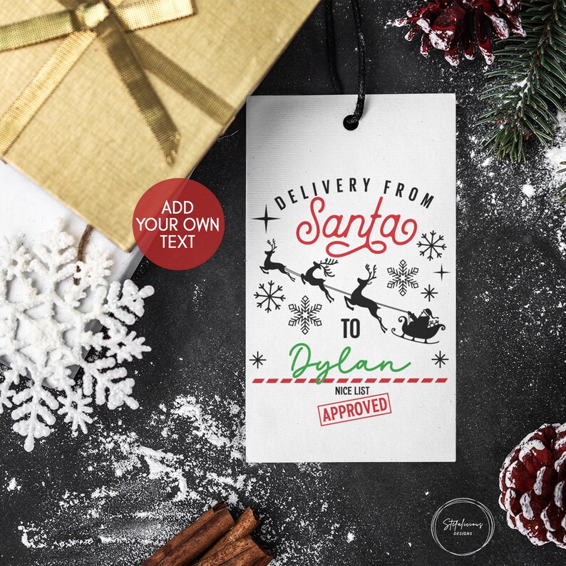 Editable Christmas Gift Tag Printable, Printable Vintage Santa Tag ...