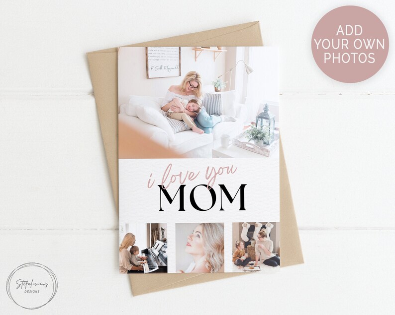 Custom Photo Greeting Card for Mom Printable Template - Etsy