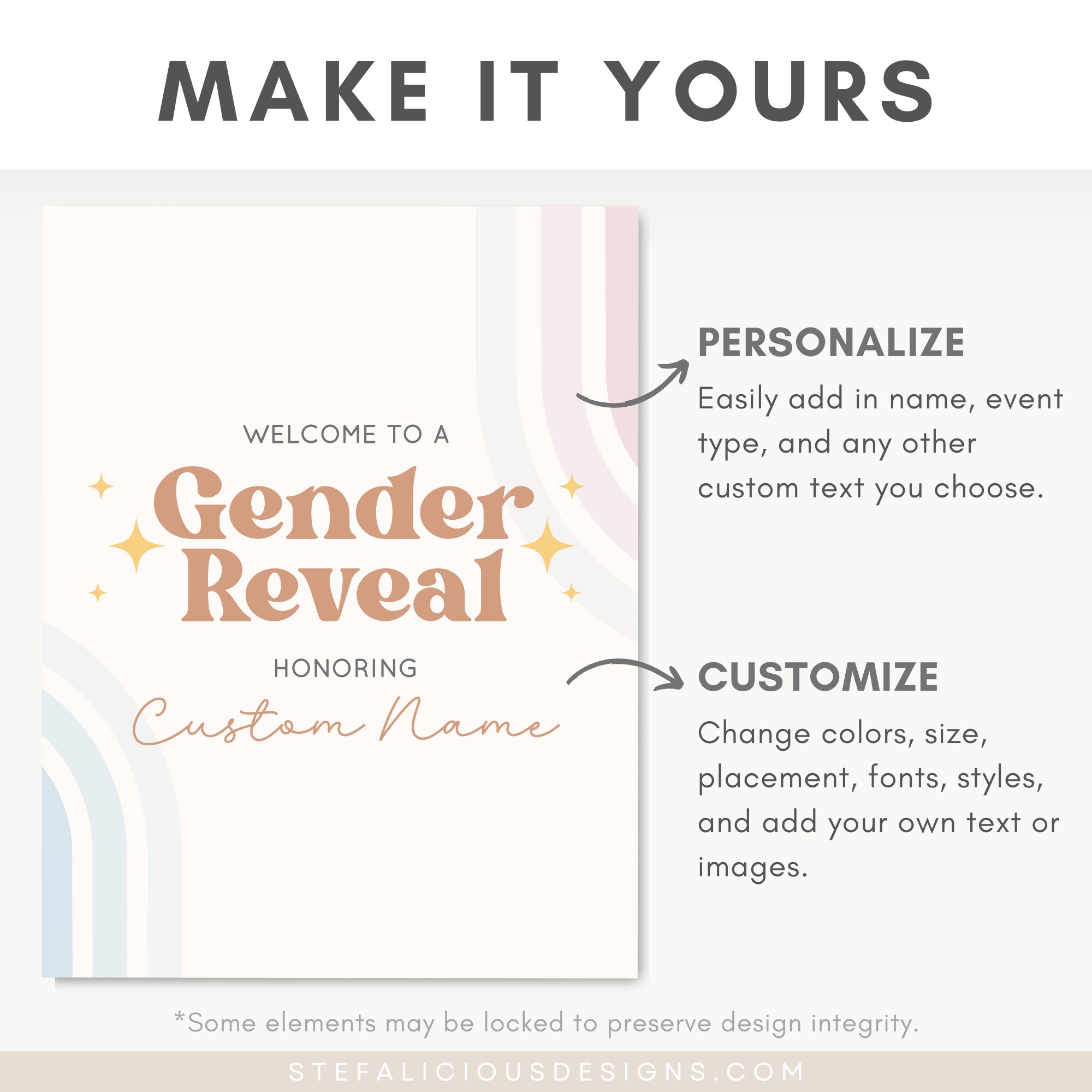 Retro Gender Reveal Welcome Signs, Printable Party Sign Editable ...