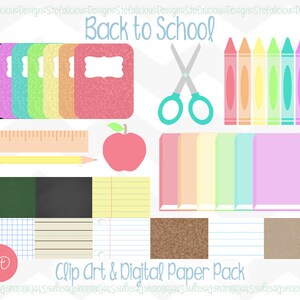 Back to School Clip Art and Digital Paper Pack [instant Download] - Etsy