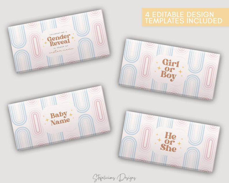 Retro Gender Reveal Chocolate Bar Labels Candy Bar Wrapper - Etsy Australia