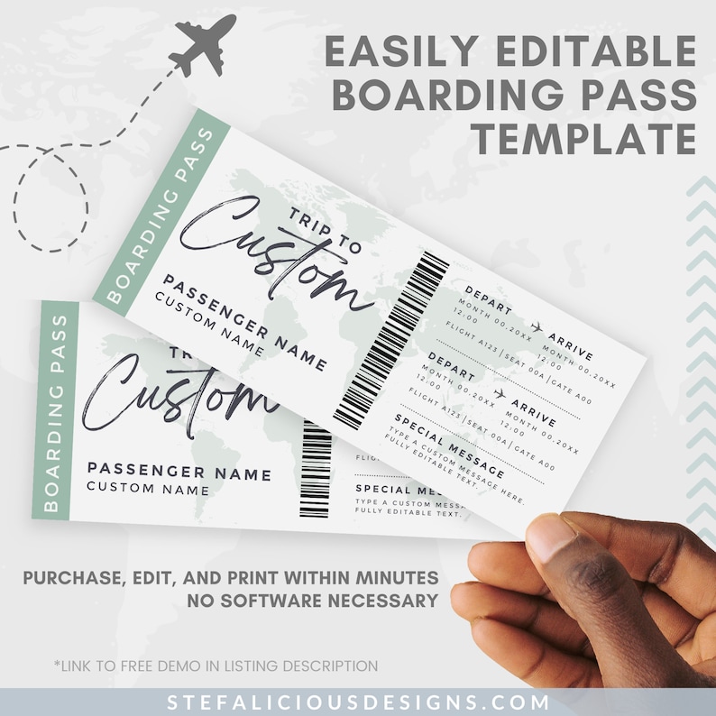 Editable Boarding Pass Template, Printable Boarding Pass, Customizable ...