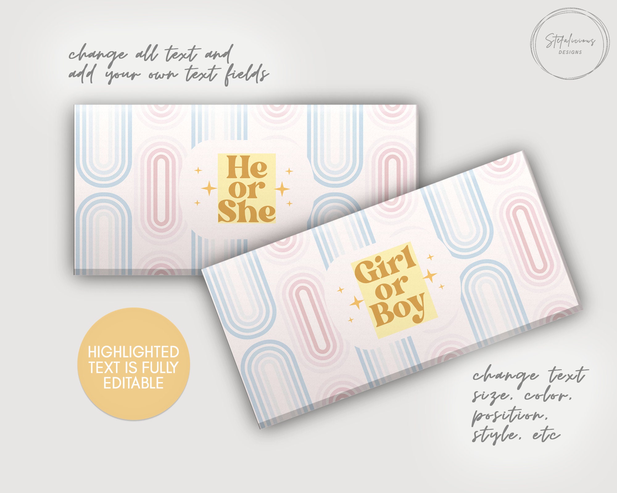 Retro Gender Reveal Chocolate Bar Labels Candy Bar Wrapper - Etsy Australia