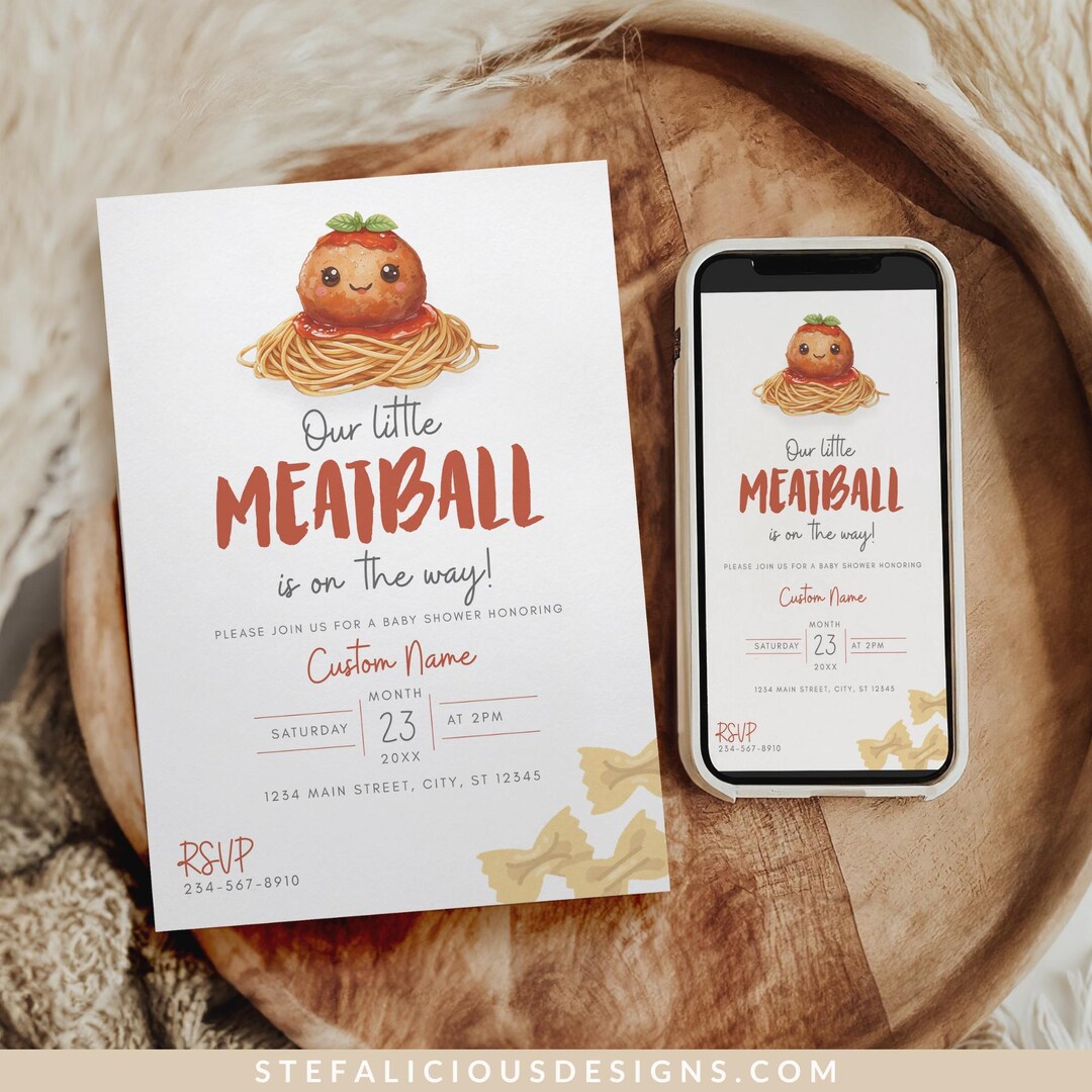 Little Meatball Baby Shower Invitation Set, Italian Baby Shower Invite ...