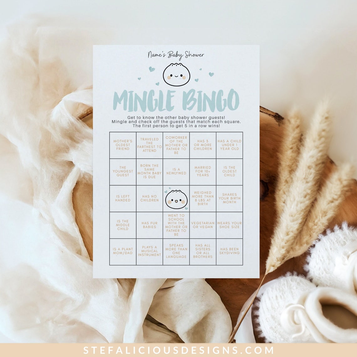 Baby Shower Mingle Bingo, Little Dumpling Baby Shower, Cute Dumpling ...