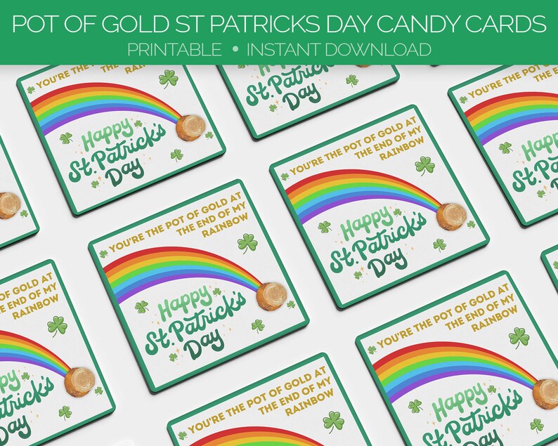 St Patricks Day Cards Printable Candy Cards Party Favors - Etsy