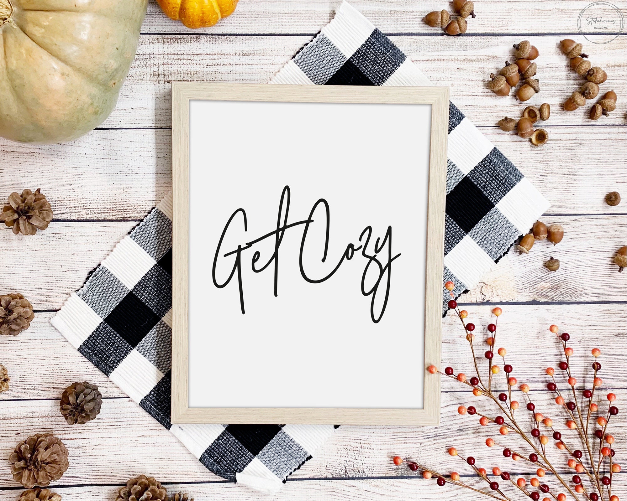 Get Cozy, Fall Wall Art, Modern Rustic Farmhouse Printable Decor ...