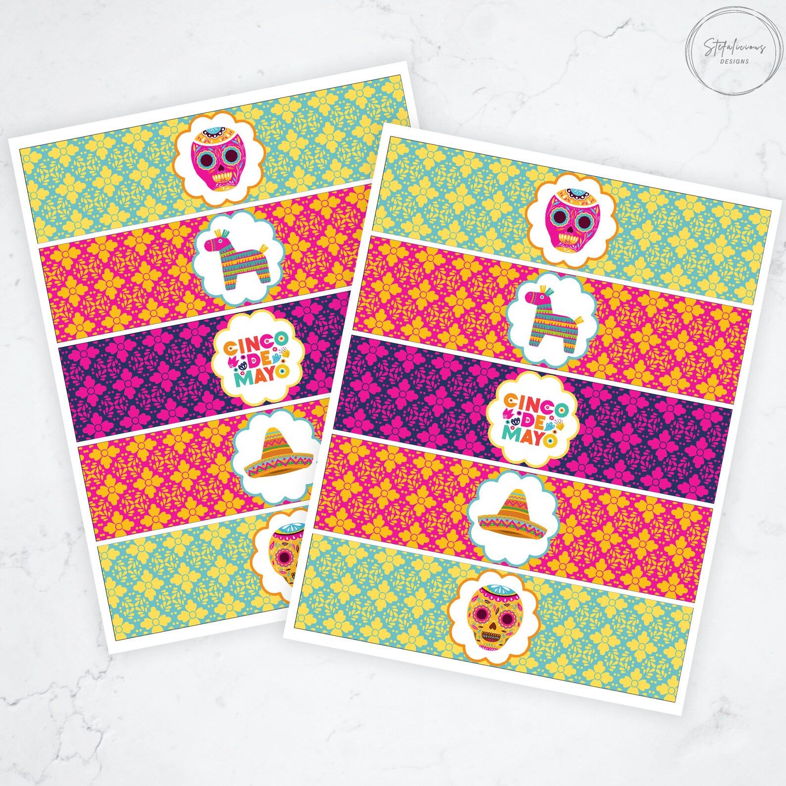 Cinco De Mayo Fiesta Water Bottle Labels, Set of Five, Mexican Theme ...