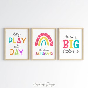 Educational Posters, Printable Playroom Wall Art Set, Rainbow Prints ...
