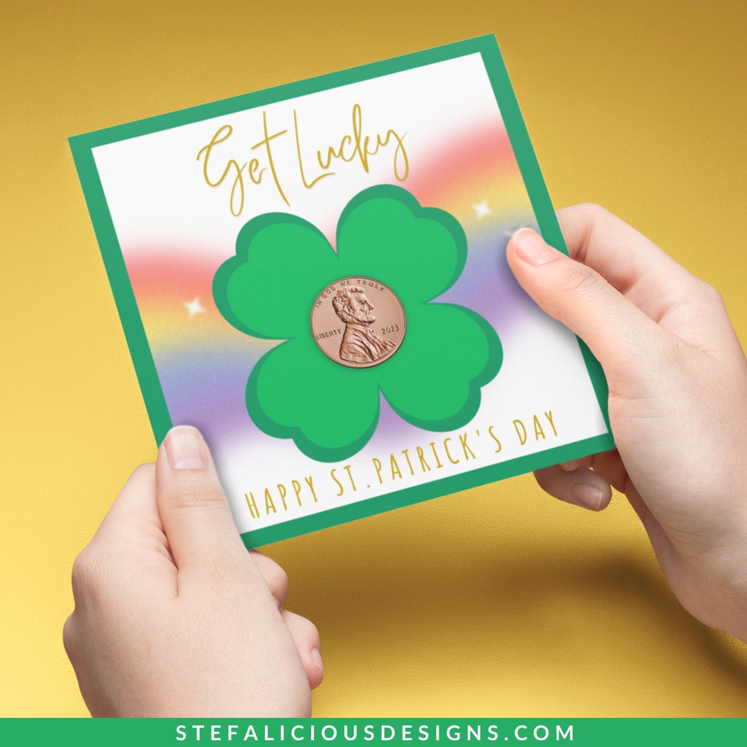 Printable St Patricks Day Cards, Lucky Penny Party Favors, Leprechaun ...